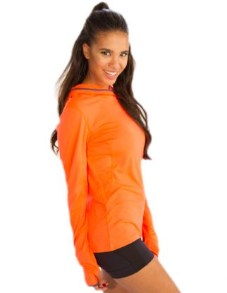 Wholesale Gaudy Orange Hooded Jacket for Women From Gym Clothes