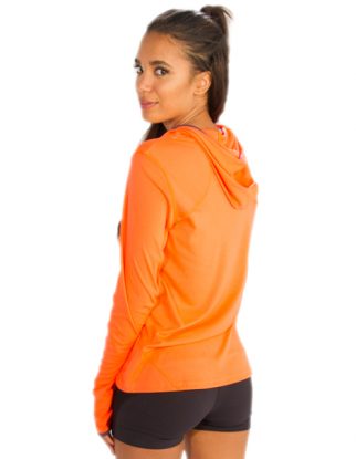 Wholesale Gaudy Orange Hooded Jacket for Women From Gym Clothes